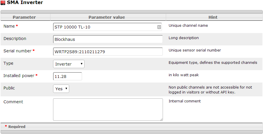 SMA Webbox example - PhotoVoltaic Logger new generation